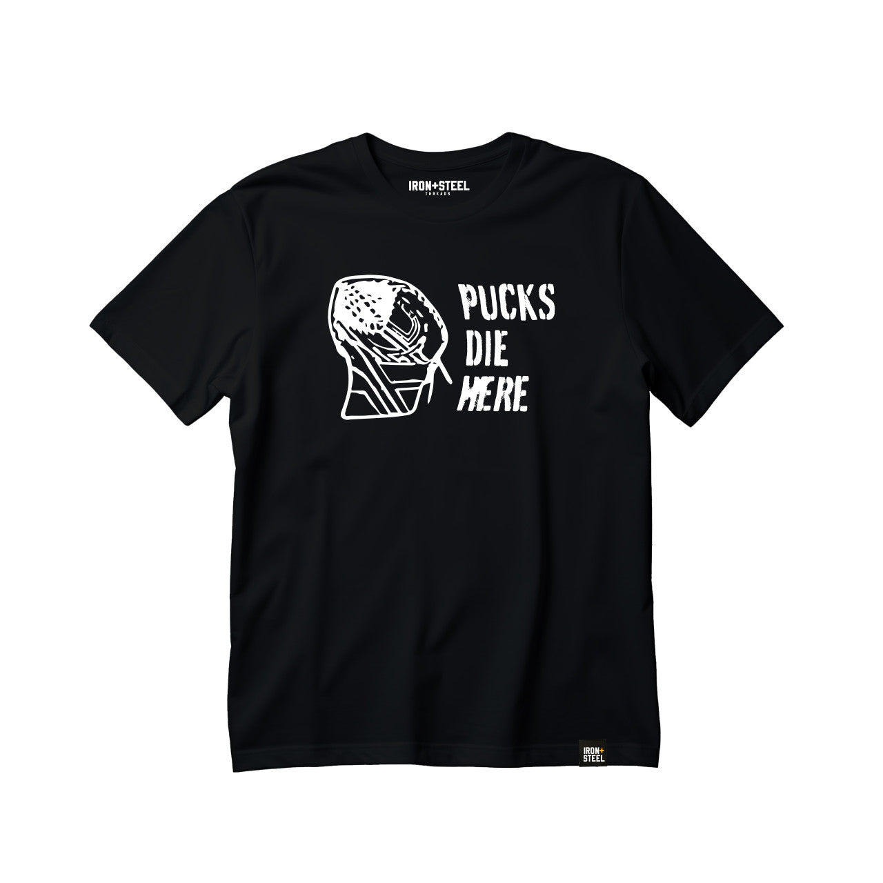 Pucks Die Here Hockey Goalie T-Shirt – Iron+Steel